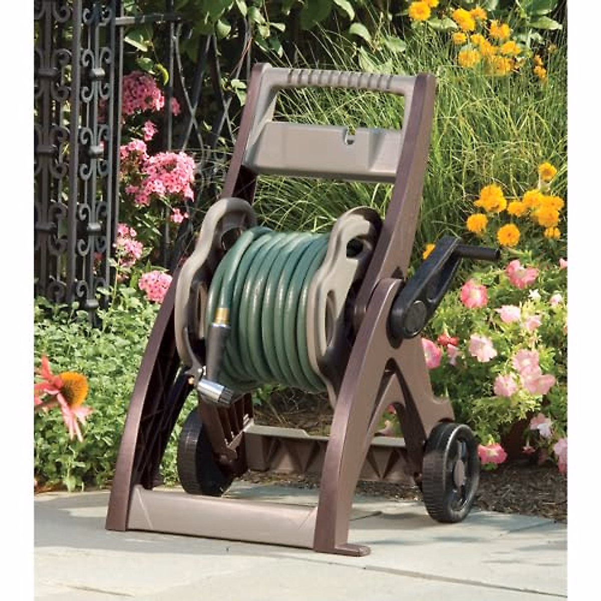 NOrhi 175 ft. Hosemobile Hose Reel Cart, Mocha and Taupe