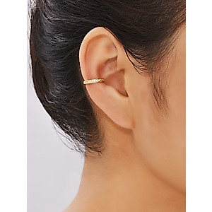 ALYXUY Gold Ear Cuff Non Piercing For Women, 14K Gold Plated Hypoallergenic Huggie Cross Ear Cuff Earrings（12pcs) (KC010-2)