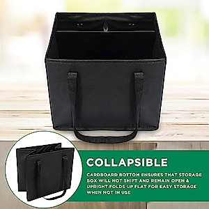 Silkfly 6 Pcs Reusable Grocery Bags with Sturdy Cardboard Bottom and Handles Large Heavy Duty Washable Shopping Tote Bags Bulk Utility Foldable Storage Bins Basket for Food Cart Clothes, Black