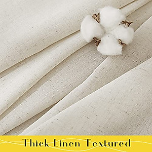 NICETOWN Thick Linen Curtains 84 inch Length 2 Panels Set, Tie Top Light Filtering Curtains Semitransparent Linen Burlap Drapes Privacy for Bedroom/Princess Room, W52 x L84, Natural