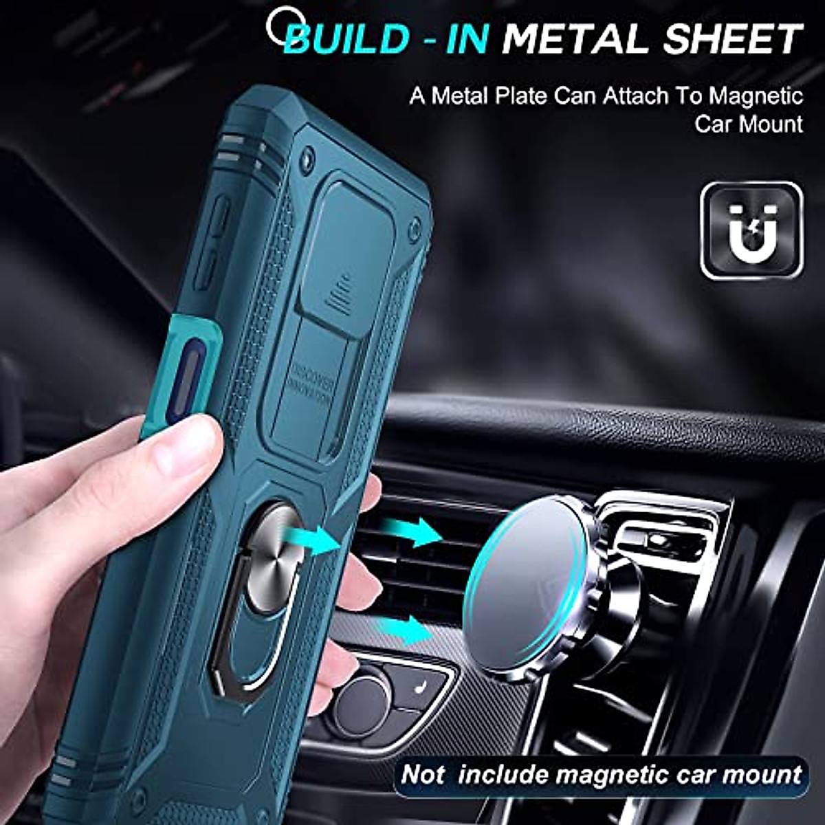 LeYi for Moto G Power 2021 Case: Moto G Power 2021 Case with Slide Camera Cover + [2 Packs] Screen Protector, Full Body Military-Grade Case with Kickstand for Moto G Power 2021, Sea Blue