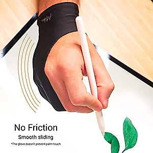Articka Drawing Glove for Digital Drawing Tablet, iPad (Smudge Guard, Two-Finger, Reduces Friction, Elastic Lycra, Good for Right and Left Hand)(Medium, Black)
