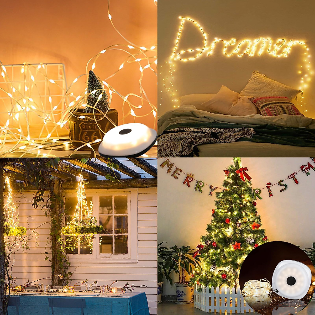 AMESEDAK Camping String Lights, 2 in 1 USB Rechargeable Outdoor String Lights(32.8Ft)