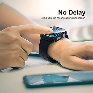 JERXUN 6 Pack Case with Tempered Glass Screen Protector for Apple Watch Series 9/8/7 41mm, Ultra-Thin Scratch Resistant Full Protective Hard PC Bumper Cover for iWatch 41mm Accessories