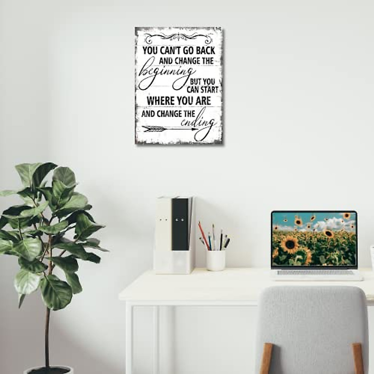 Pigort Inspirational Poster Canvas Print Wall Art, Positive Quotes Wall Decor for Office, Modern Farmhouse Home Decorations for Bedroom