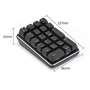 Qisan 2.4G Wireless Mechanical Numeric Keypad Cherry MX Brown Switch Gaming Keypad 21 Keys Mini Numpad Portable Keypad Extended Layout Black Magicforce