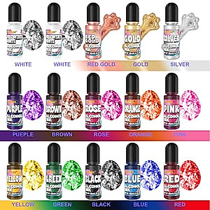 Alcohol Ink Set - 15 Colors High Concentrated Alcohol-Based Ink, Concentrated Epoxy Resin Paint Colour Dye for Resin Petri Dish, Painting, Coaster, Tumbler Cup, Ceramic, Glass, Metal etc. (10ml Each)