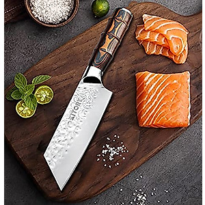 Kitory Kiritsuke Chef Knife 5.5", Small Japanese Kitchen Knives, HC German Stainless Steel, Hammered Finish Blade, Pakkawood Handle Cooking Cutlery 2025 Gifts for Home&Restaurant
