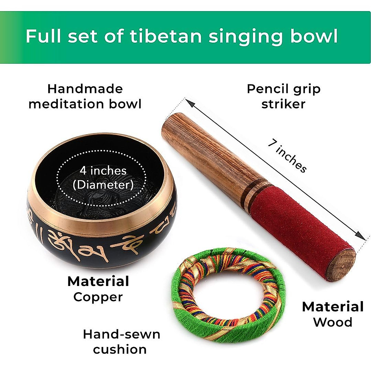 SHOP LC DELIVERING JOY Handmade Tibetan Singing Bowl Buddhist Mantra Sound Bowl Set Meditation Yoga Stress Relief Valentines Day Gifts