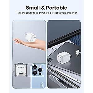 USB C Charger Block - RFNAYK 20W Super Mini iPhone 14/14 Plus/14 Pro/14 Pro Max Fast Charger, PD 3.0 Wall Charger Power Adapter for iPhone 12 13 Pro Max XR XS 8 Galaxy Pixel 4/3 iPad/iPad min (White)