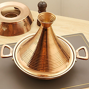 304 Stainless Steel Tagine Pot Moroccan Cooker Non Stick Cooking Pot with 2 Handle Large Moroccan Cooking Tagine Pot with Cone-Shaped Closed Lid,Silver,23cm