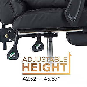 Comfty Padded Headrest and Chrome Base Deluxe Executive Leather Office Chair, 42.52”-45.67, Black