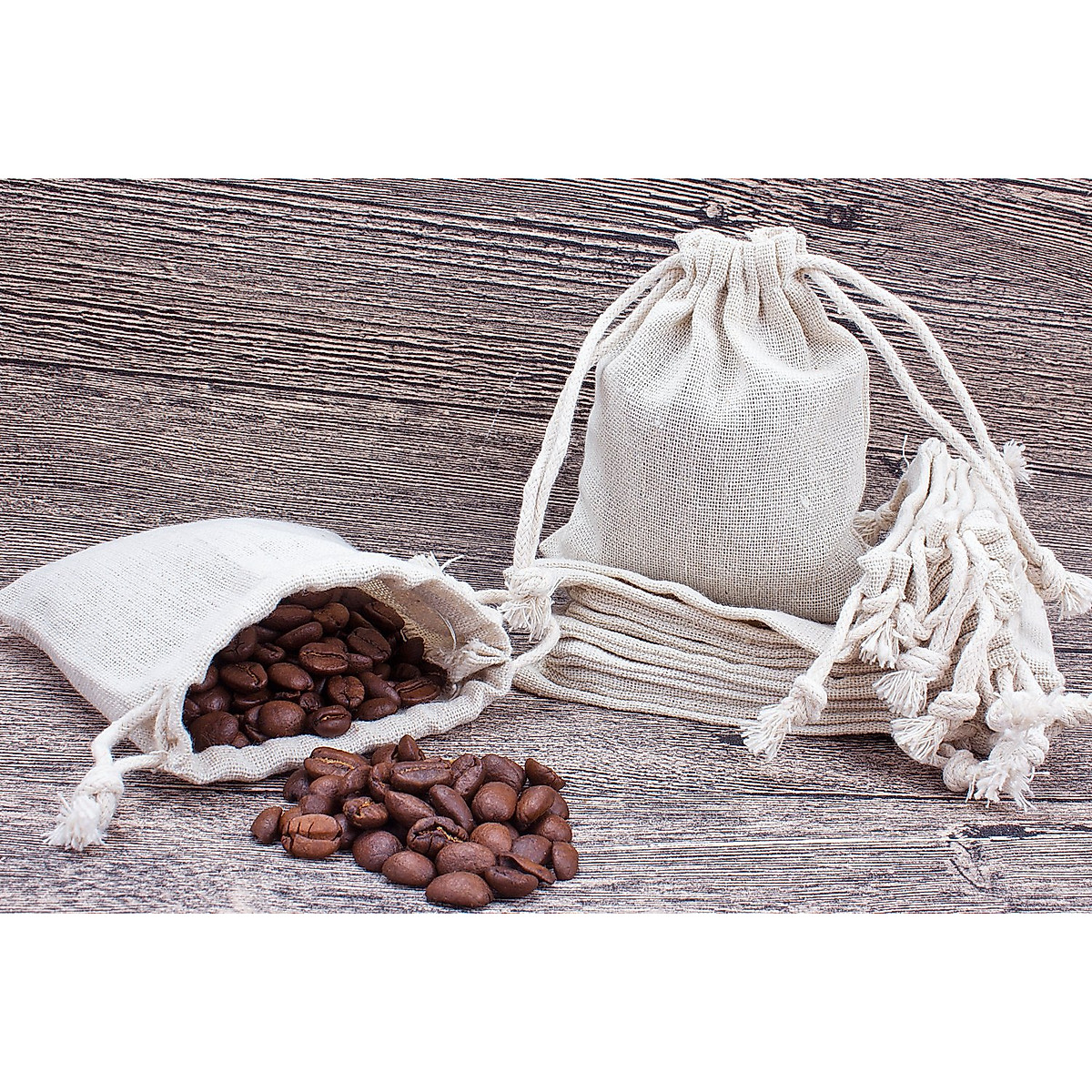 Hapdoo 24 Pack Cotton Muslin Bags with Drawstring Gift Bags Jewelry Pouches Sacks for Wedding Party and DIY Craft, 4 x 5 Inches…