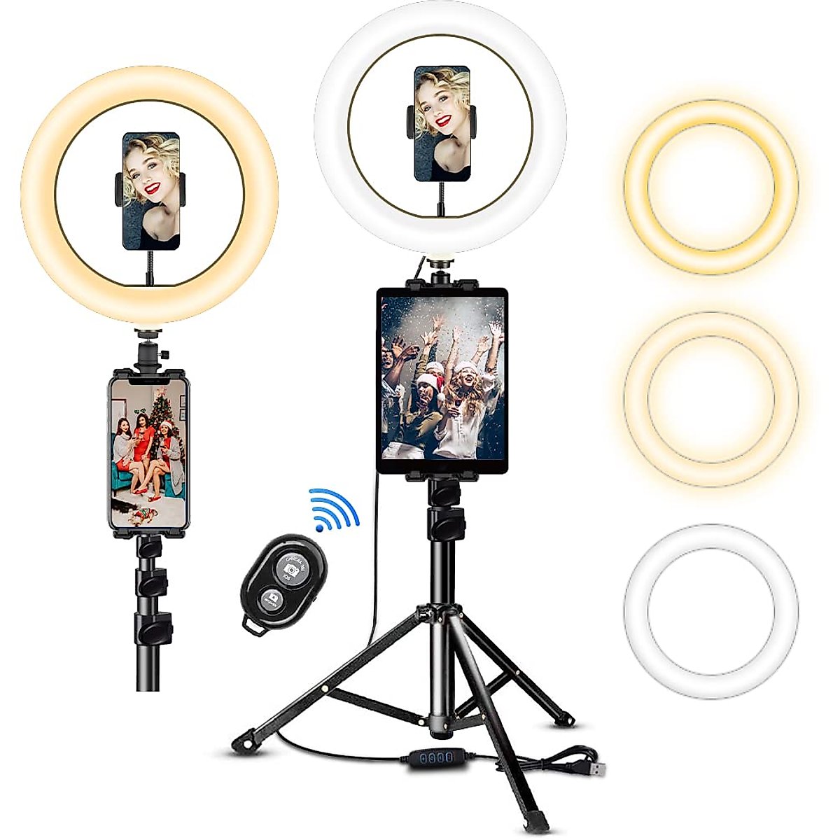 10.2" Ring Light with Stand, SAVEYOUR Dimmable LED Ring Light with Tripod Stand & Phone Holder Lighting for Live Stream/Makeup/Video/Camera/YouTube, Compatible with iPhone Android
