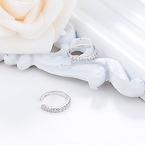 Milacolato 925 Sterling Silver CZ Pave Ear Cuffs Small Hoop Earrings for Womens Cubic Zirconia Huggie Non Piercing Earrings