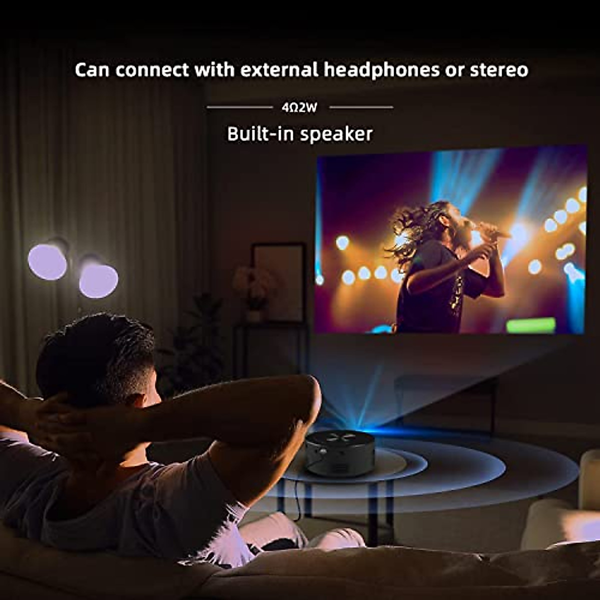 Portable Home Mini USB Projector for Phone with Remote Controller Built-in Speaker,Audio Port,Android iOS Phone Tablet USB Flash Driver Compatible