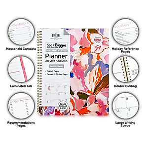 PlanAhead See IT Bigger Specialized Large Print, April 2024 June 2025 Weekly Monthly Large Planner, Size 8.5" x 11" and 6 in 1 Multicolor Ballpoint Colorful Ink Penfrom TheBeliver LLC.