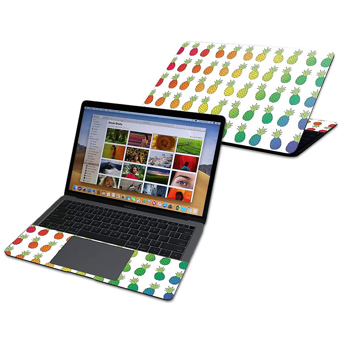 MightySkins Skin Compatible with Apple MacBook Air 13" (2020-2018) - Rainbow Pineapples | Protective and Unique Vinyl Decal wrap Cover | Easy to Apply, Remove | Made in The USA