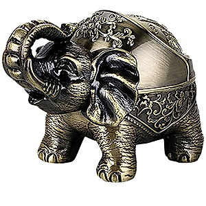 Decorative Windproof Ashtray with Lid Vintage Elephant Cigarettes Ashtray for Outdoors Indoors Metal Smoking Ashtray Fancy Gift for Men Women