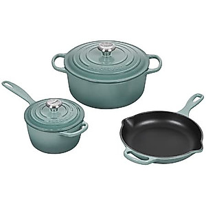 5 Piece Signature Set - Sea Salt (5.5 qt. Sig. RDO, 1.75 qt. Sig. Saucepan, 9" Sig. Skillet) N/A(Enameled Cast Iron)