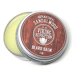 Viking Revolution Beard Balm with Sandalwood Scent and Argan & Jojoba Oils- Styles, Strengthens & Softens Beards & Mustaches - Leave in Conditioner Wax for Men (1 Pack)
