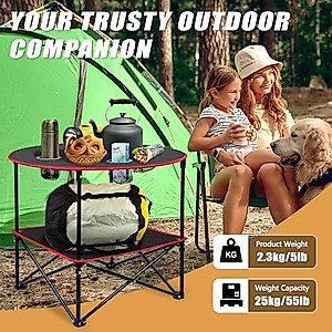 Grovind Portable Camping Table, Outdoor Beach Tables for Sand Foldable Picnic Table with 4 Cup Holders & Carry Bag, Lightweight Waterproof Canvas Tables for Outside, Fishing, Hiking, Tailgating
