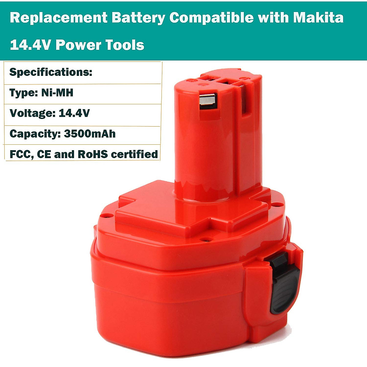 CREABEST 2 Packs 14.4V 3.5Ah Ni-MH Replacement Battery Compatible with makita 1434 1420 1422 1433 1435 1435F 192699-A 193158-3 192600-1 1051D 4033D Power Cordless Drill Tools