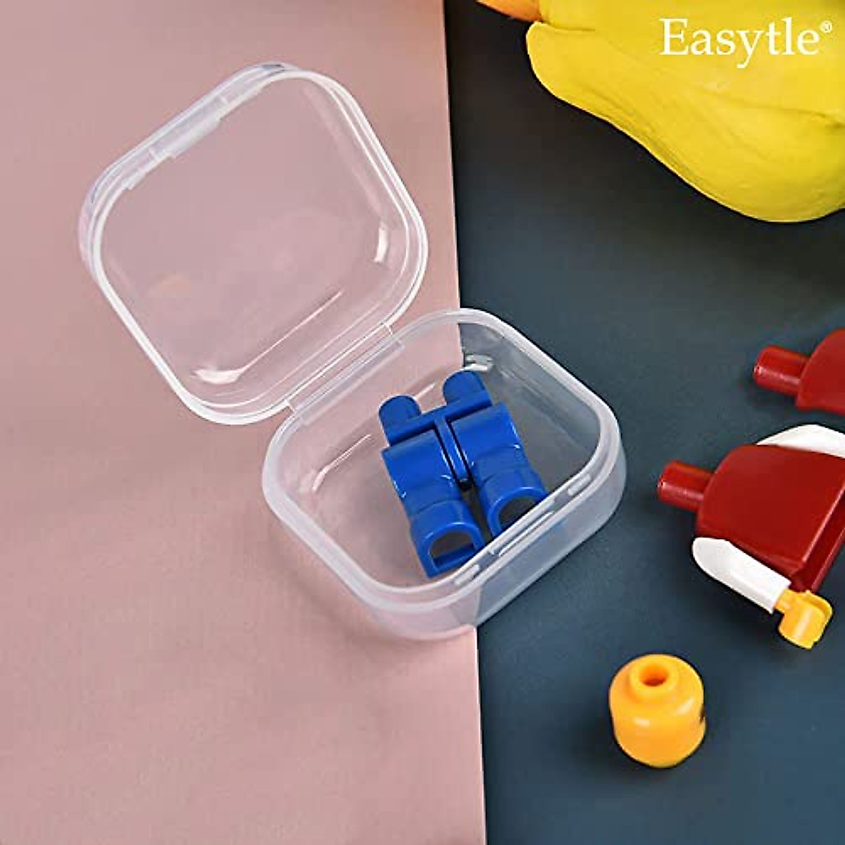 12 Pcs Small Clear Plastic Beads Storage Containers Box with Hinged Lid Bead Organizers and Storage Small Plastic Boxes Organizer Box for Small Items Crafts Jewelry Earplugs (1.37 x 1.37 x 0.7 Inches)