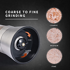 COOKAID Salt and Pepper Grinder with Adjustable Ceramic-Refillable Pepper & Salt Mill-Premium Stainless Steel Mill-Set of 2