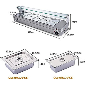 Commercial Food Warmer,2000W Electric Countertop Food Warmer,Stainless Steel Food Steam Table,Automatic Food Soup Heat Preservation Machine,Multifunction Warmer Machine for Restaur