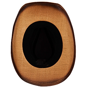 Queue Essentials Men & Women's Woven Straw Cowboy Cowgirl Hat Western Outback w/Wide Brim (Long Horn)