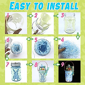 unbrands 3 Pack Light Up Easter Craft Kit,DIY Easter Lantern Craft,Mason Jars Easter Hanging Lantern Decoration,Indoor Garden Decor,DIY Night Light