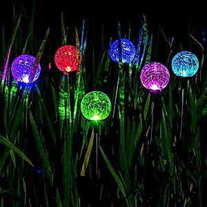 SOLPEX Solar Lights Garden，3 Pack Solar Lights Outdoor Waterproof，Multi-Color Changing Garden Spheres Large Outdoor， Cracked Glass Ball LED Lights for Solar Garden Decorations, Solar Stake Lights…