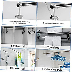 DECHOUS 8pcs Clothes Rail Flange Metal Curtain Rod Curtains Holders Shower Curtain Rod Holder Ceiling Rod Brackets Closet Rod End Curtain Pole Ceiling Brackets Wardrobe Pole Brackets
