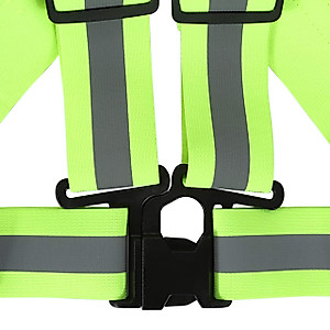 Yerwal Children's Safety Reflective Night Running Gear Vest with Wrist Strap - Elastic, Adjustable, High Visibility Kids' Reflective Vest for Walking, Running, Cycling, Climbing and Camping (Green)
