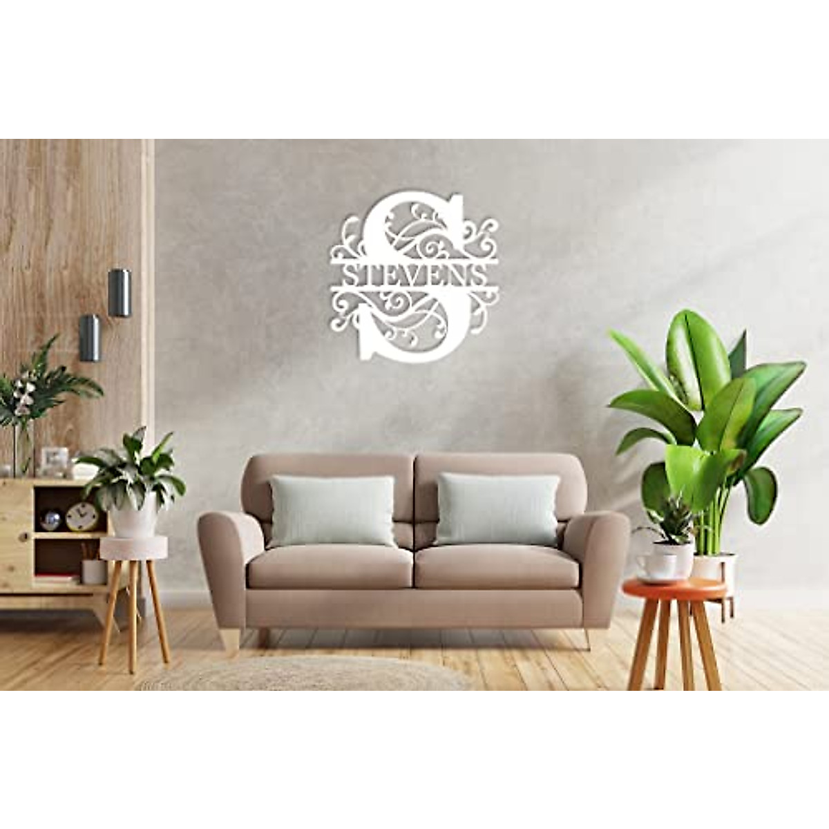 Personalized Family Name Sign, Personalized Metal Sign, Custom Metal Sign, Monogram Wall Decor, Personalized Last Name Sign, Split Letter Monogram Sign，housewarming gifts for new house