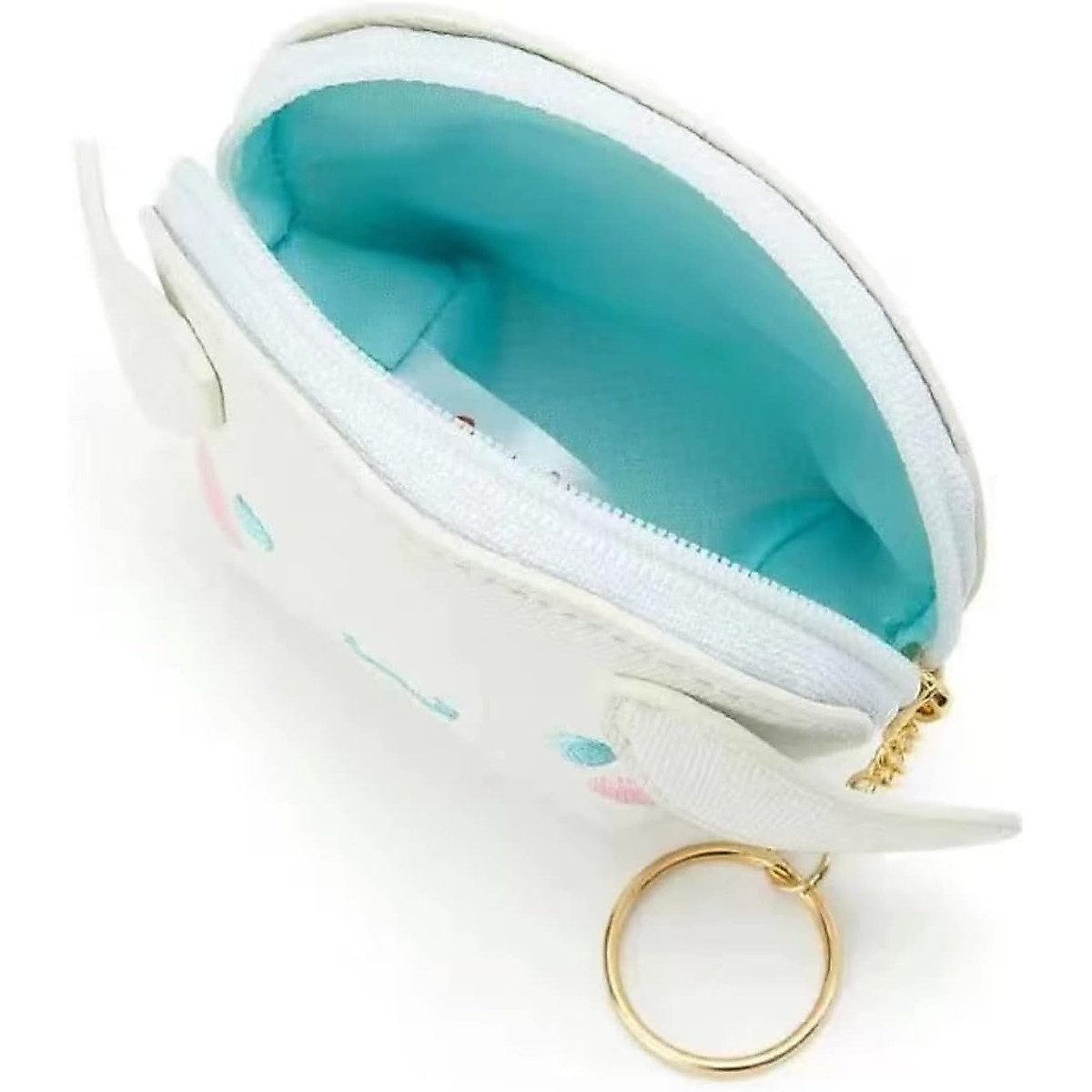 FDC TGTA Cartoon Animal Coin Purse for Women with Zipper Leather Coin Pouch with Keychain, White Dog, one size