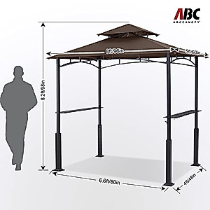 ABCCANOPY 8'x 5' Grill Gazebo Canopy - Outdoor BBQ Gazebo Shelter with LED Light, Patio Canopy Tent for Barbecue and Picnic (Brown)