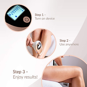 FAUSTINA 3-in-1 IPL (3 Lamps 1,500,000 Shots) Hair Removal, Skin Rejuvenation, and Acne Clearance Device - Completely Painless - Full Results After 3-7 Treatments - Free Pouch & Sunglasses.