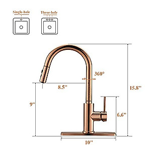 RULIA Copper Rose Gold Kitchen Faucet, Kitchen Sink Faucet, Sink Faucet, Pull-Down Kitchen Faucets, Bar Kitchen Faucet, RV Kitchen Faucet, RB1025