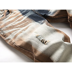 JUNBAOSS Men's Ripped Jeans Slim Fit Stretch Jeans for Men, Distressed Straight Leg Fashion Comfort Flex Waist Skinny Denim Jean Pants