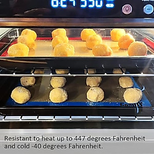 Goalfly Small Silicone Baking Mat Sheet (11.8 x 7.8 IN), 3 Pieces Non-stick Baking Mat Set, Reusable Silicone Mat for Oven, Toaster, Baking Tray, Baking Pan (Red, Blue, Grey)