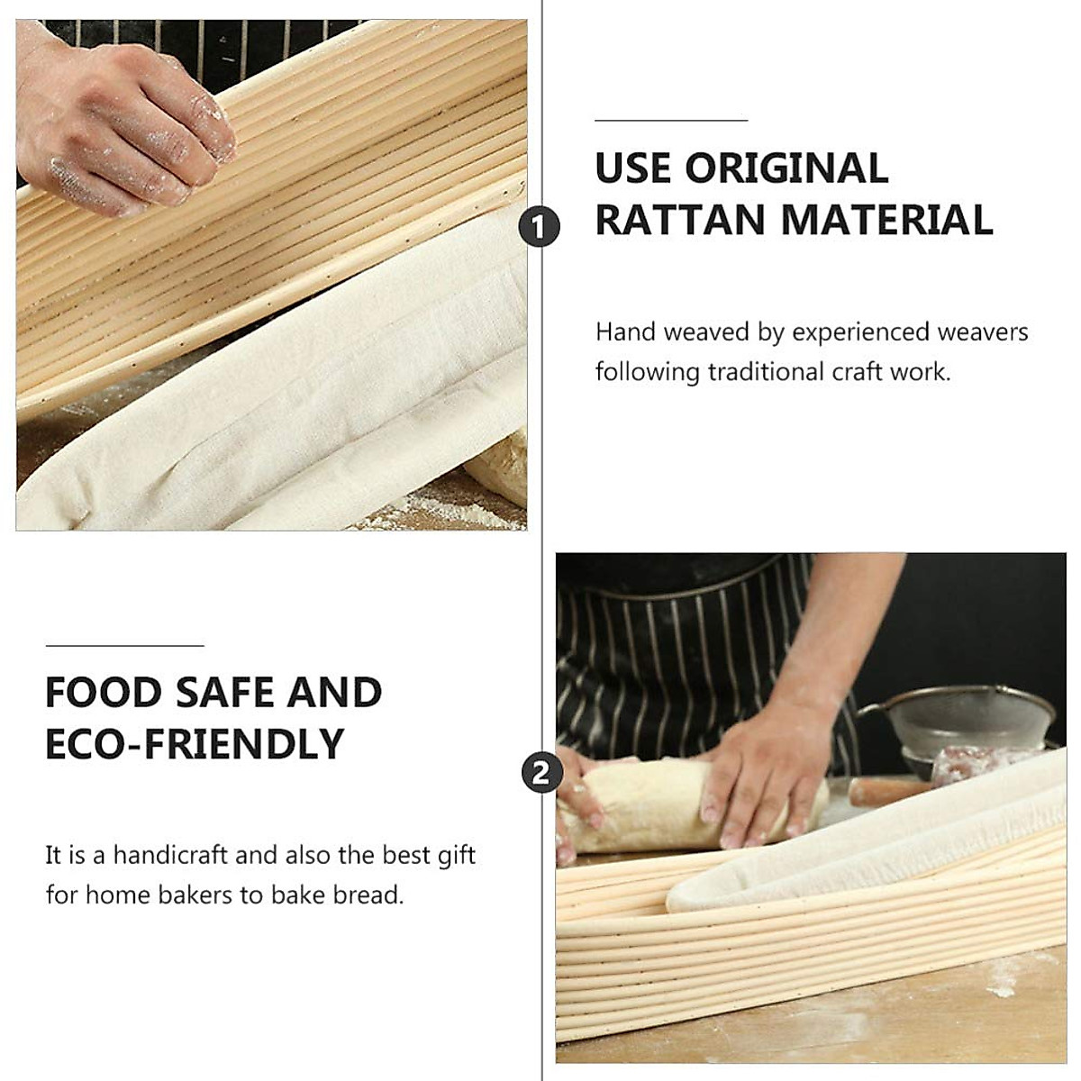 DOITOOL 1pc Bread Basket Brotform Rattan Basket Oval Basket Bread Serving Basket Bread Warmer Basket Proofing Bowl Dough Holder Long Banneton Pan Vine. Bread Rack Heart-shaped