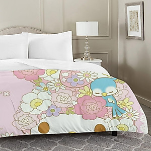 DIEZ Anime My Bunny Melody 3-Piece Duvet Cover Melody Kawaii Bedding Set Ultra Soft Reversible Breathable 3D Printed Microfiber Comforter Set,1 Bed Cover and 2 Pillowcases, Full