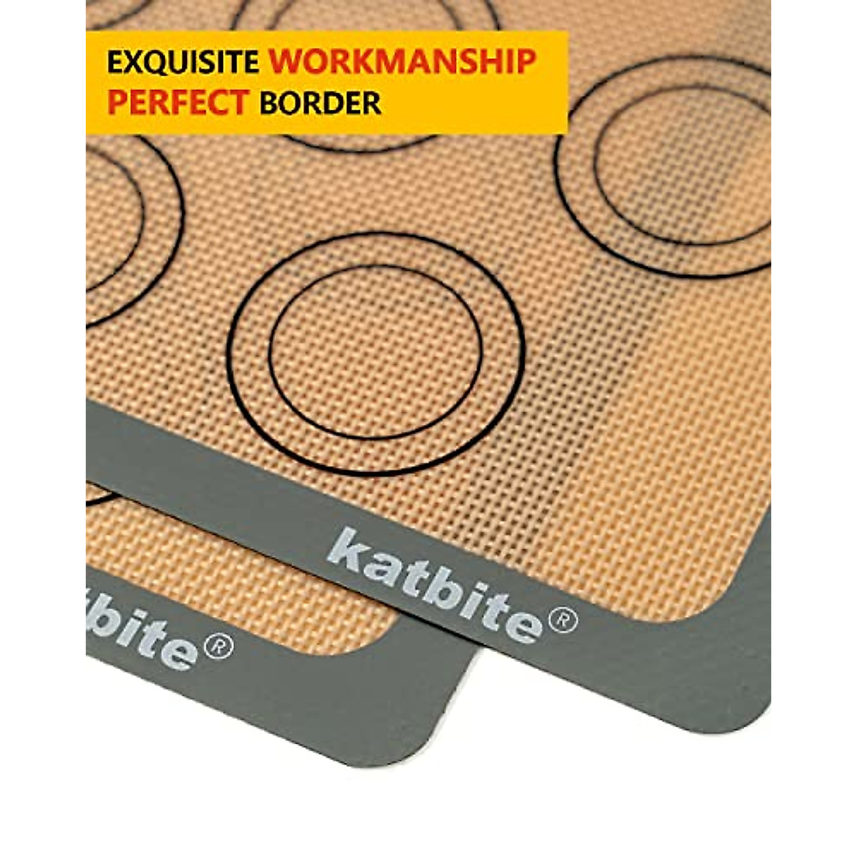 Macaron Silicone Baking Mats, Katbite Silicone Macaroons Baking Mat Set of 2 Half Sheet (11 5/8" x 16 1/2") Reusable & Nonstick Macarons Baking Supplies Silicone Bakeware Mats for Macarons Cookies