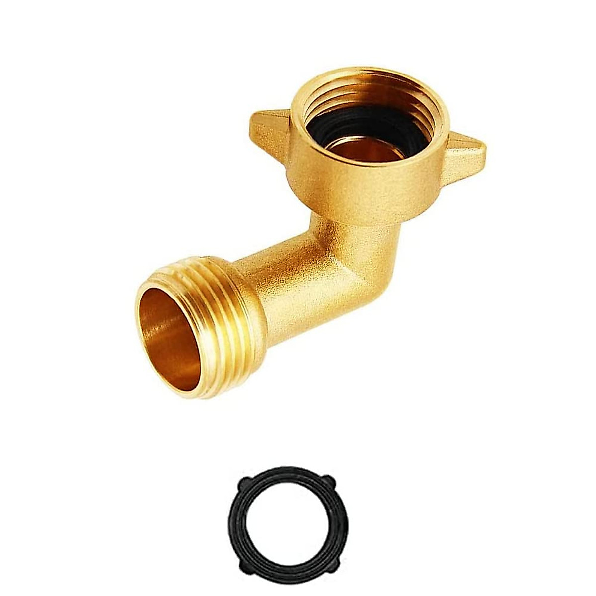 ANPTGHT 90 Degree Hose Elbow RV Water Hose Connectors and Fittings Solid Brass Garden Hose Accessories Heavy Duty Hose Pipe Adpater with washer