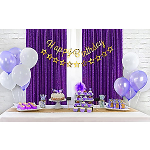 SoarDream Purple Sequin Backdrop 2 Pieces 2ftx8ft Wedding Glitter Curtain Backdrop Arch Fabric Drapes for Baby Shower Birthday Party Decoration
