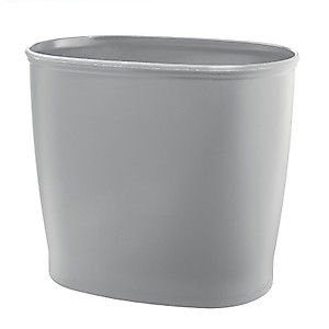 mDesign Plastic Oval Small 2.25 Gallon/8.5 Liter Trash Can Wastebasket, Garbage Container Bin for Bathroom, Kitchen, Office, Dorm - Holds Waste, Refuse, Recycling, Hyde Collection, Gray