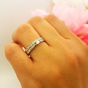 Dazzlingrock Collection 0.25 Carat (Cttw) 10k Round Diamond Women Engagement Ring Set 1/4 CT, White Gold, Size 7