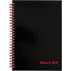 Black n' Red Twin Spiral Hardcover Notebook, Medium, Black/Red, 70 Ruled Sheets, Pack of 6 (L67000)